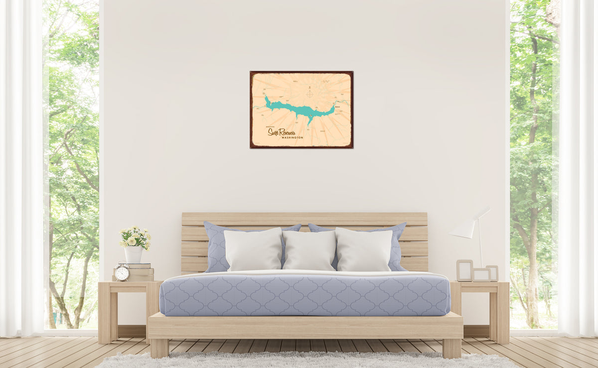 Swift Reservoir Washington, Rustic Metal Sign Map Art – Lakebound®