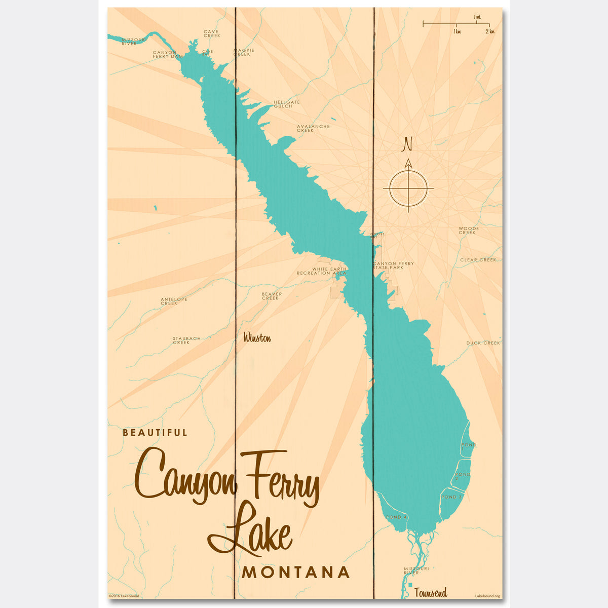 Canyon Ferry Lake Montana, Wood Sign Map Art – Lakebound®