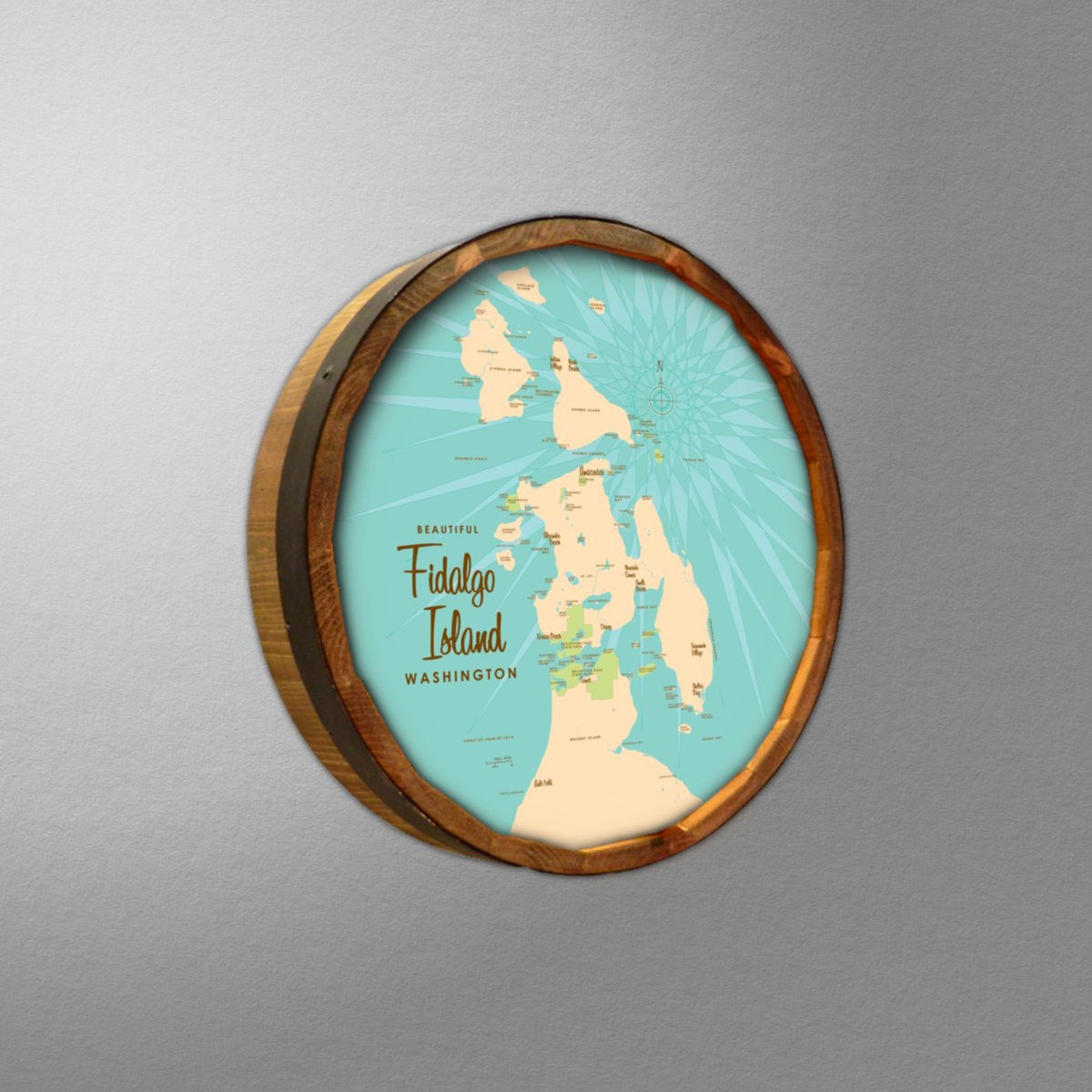 Fidalgo Island Washington, Barrel End Map Art – Lakebound®