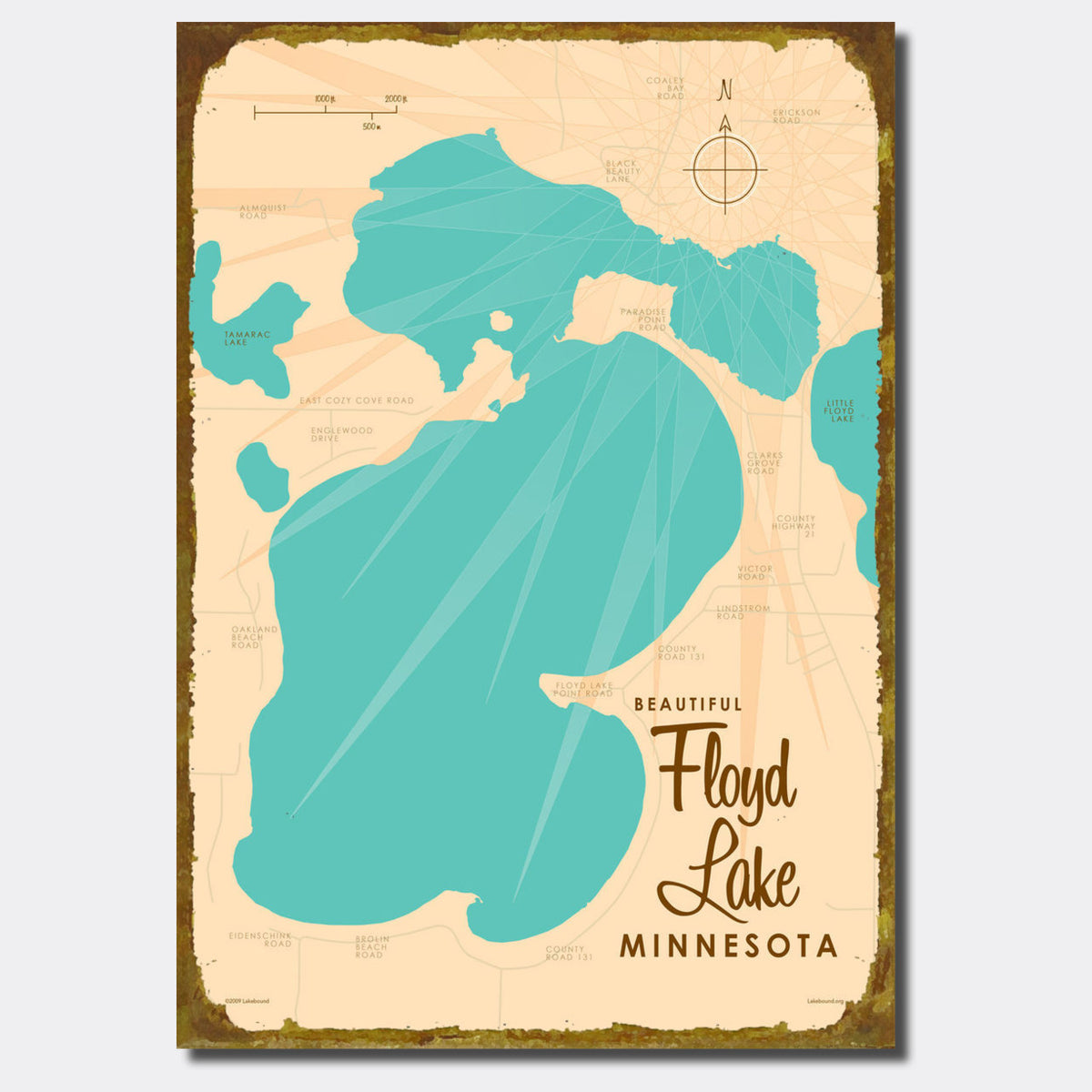 Floyd Lake Minnesota, Sign Map Art – Lakebound®
