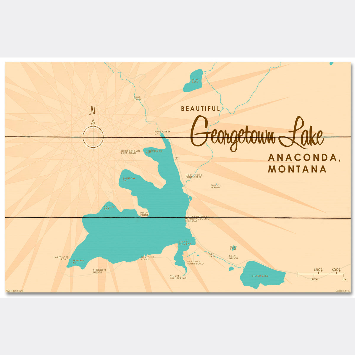 Georgetown Lake Montana, Wood Sign Map Art – Lakebound®