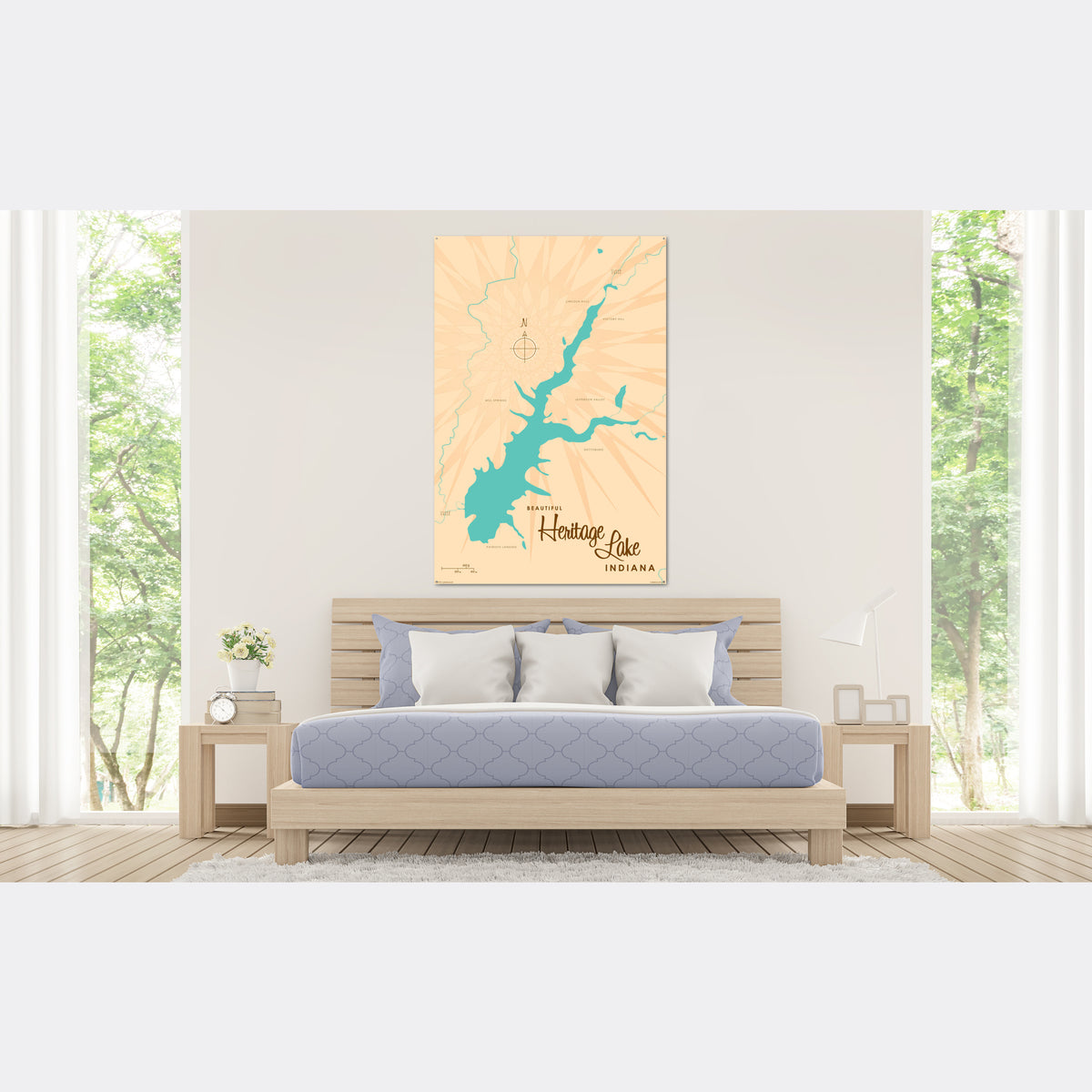 Heritage Lake Indiana, Metal Sign Map Art – Lakebound®