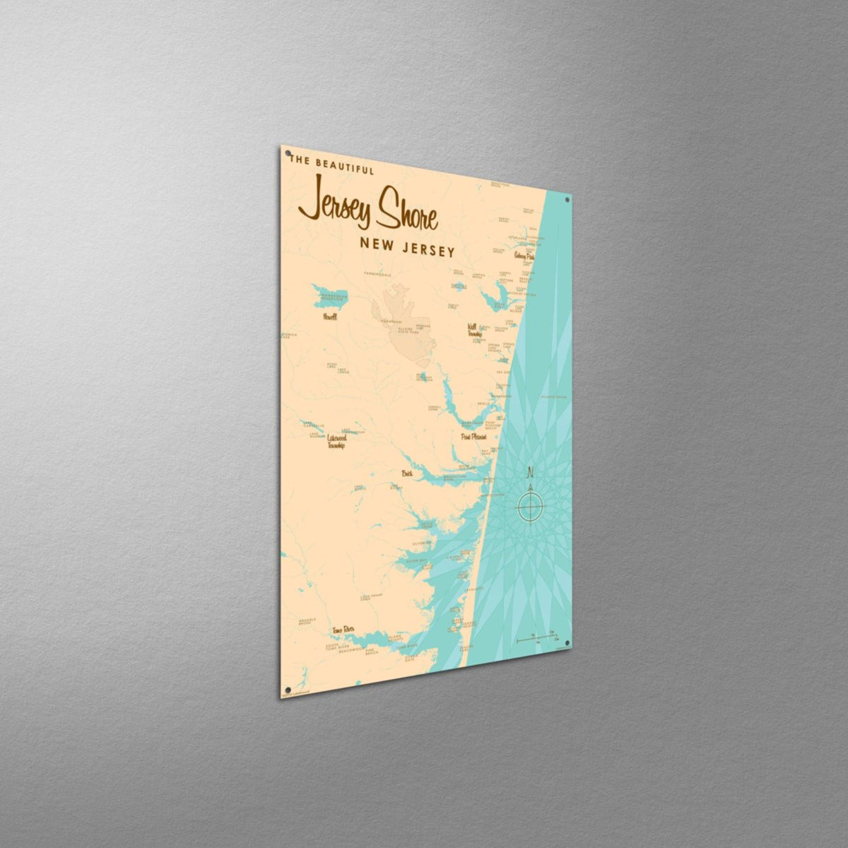 Jersey Shore New Jersey, Metal Sign Map Art – Lakebound®