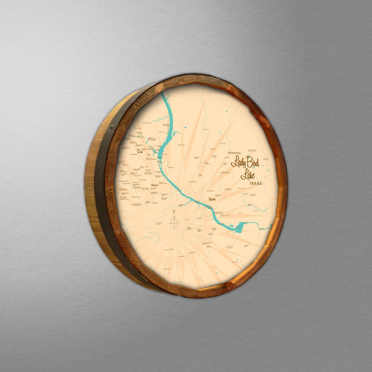 Lady Bird Lake Texas, Barrel End Map Art – Lakebound®