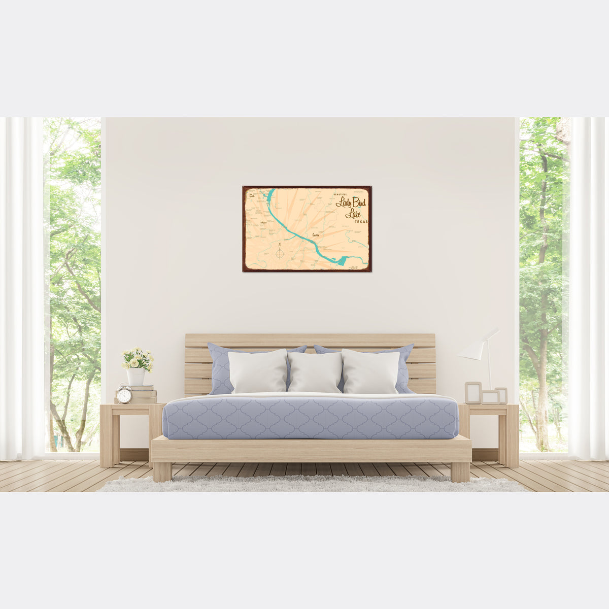 Lady Bird Lake Texas, Rustic Metal Sign Map Art – Lakebound®