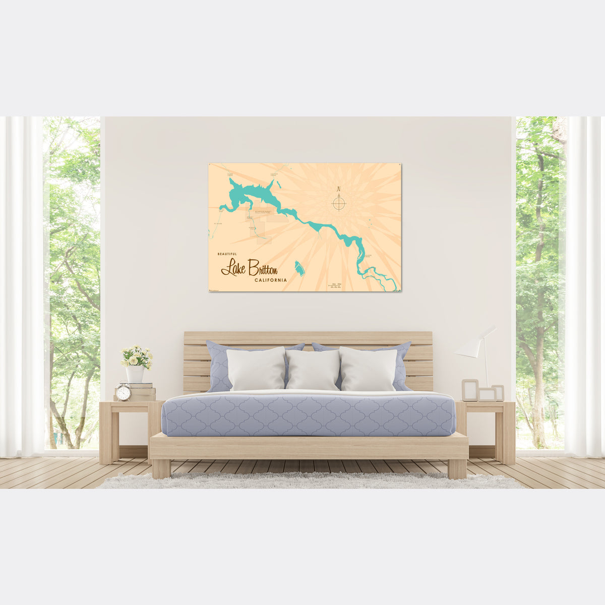 Lake Britton California, Metal Sign Map Art – Lakebound®