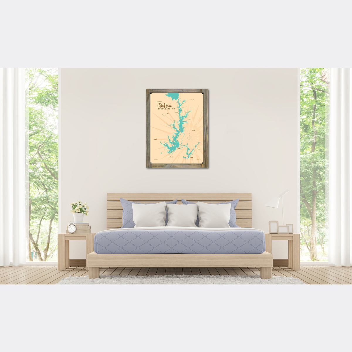 Lake Keowee South Carolina, Wood-Mounted Metal Sign Map Art – Lakebound®