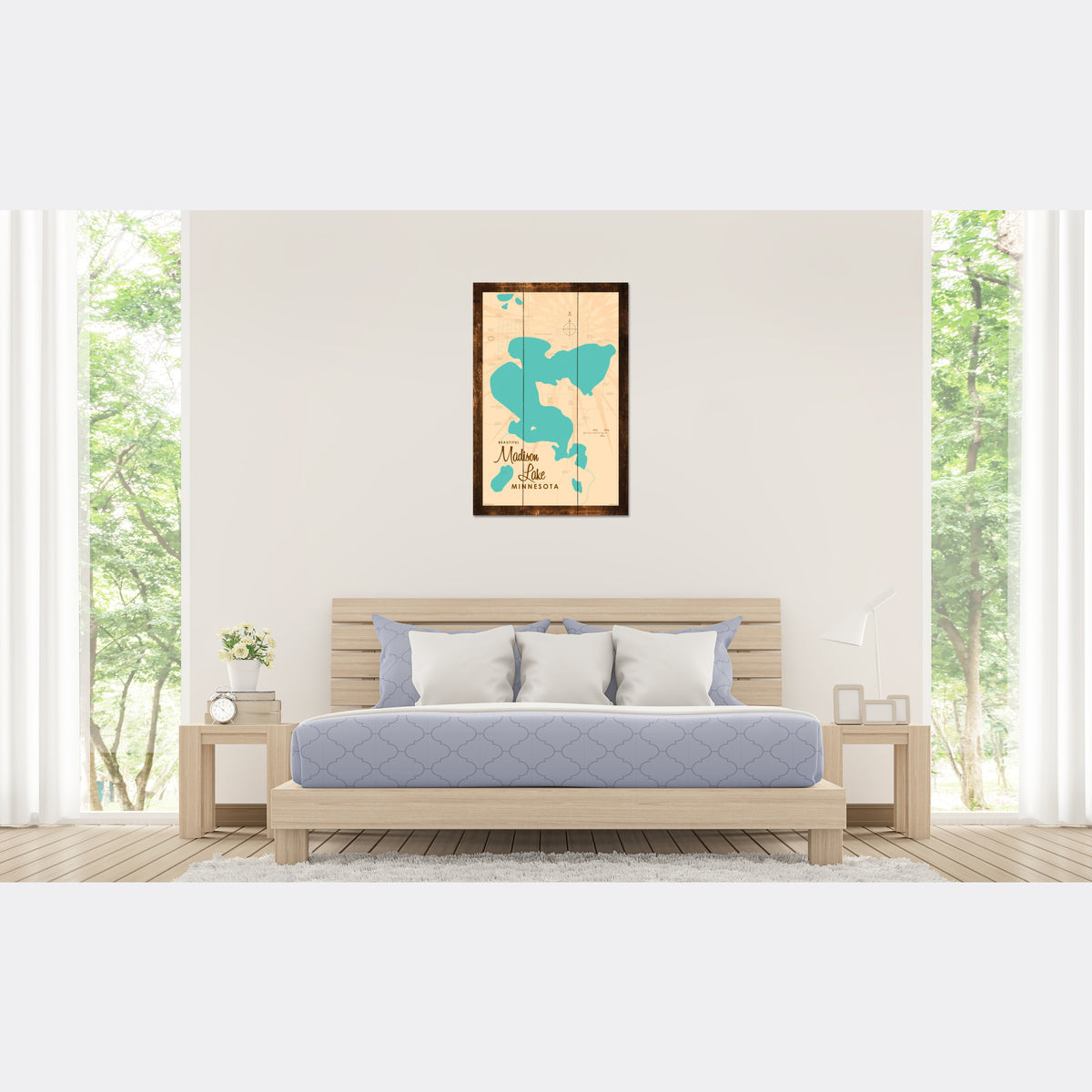 Madison Lake Minnesota, Rustic Wood Sign Map Art – Lakebound®