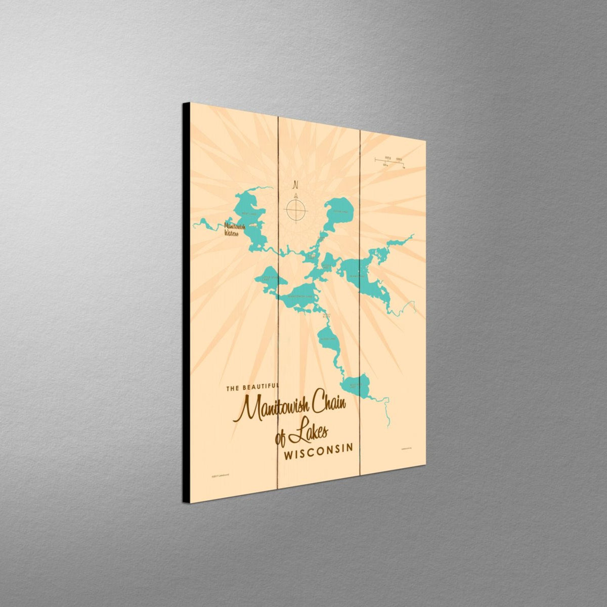 Manitowish Chain of Lakes Wisconsin, Wood Sign Map Art – Lakebound®