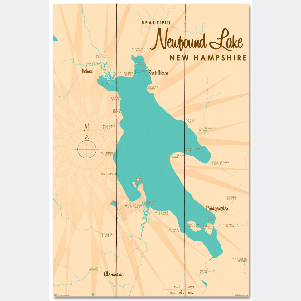 Newfound Lake New Hampshire, Wood Sign Map Art – Lakebound®