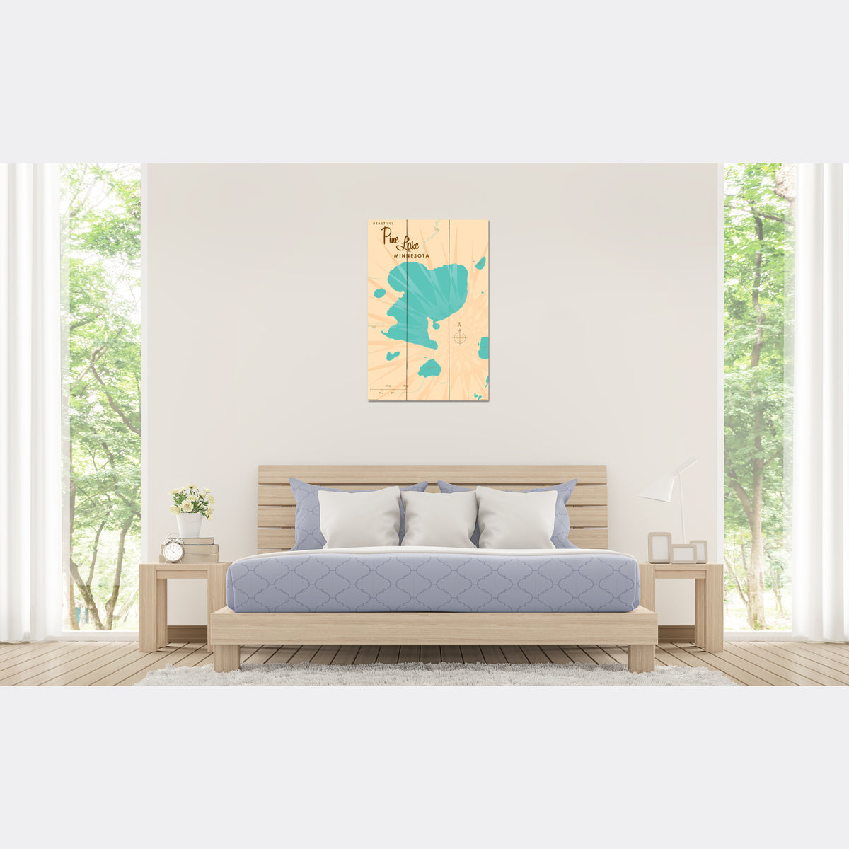 Pine Lake Minnesota, Lake Map Wood Sign – Lakebound®