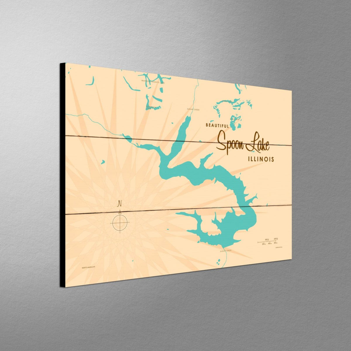 Spoon Lake Illinois, Wood Sign Map Art – Lakebound®