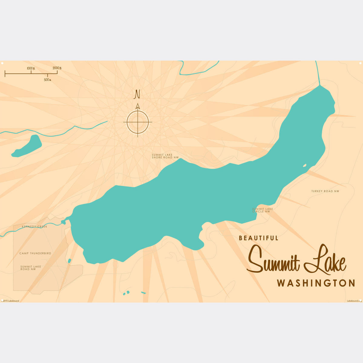 Summit Lake Washington, Metal Sign Map Art – Lakebound®