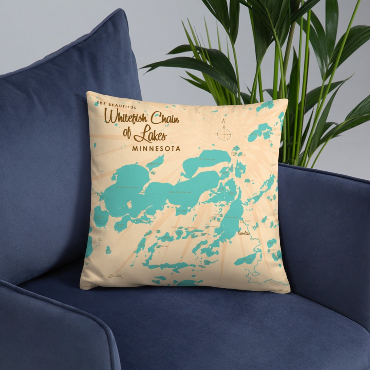 Whitefish Chain of Lakes Minnesota Map Pillow – Lakebound®