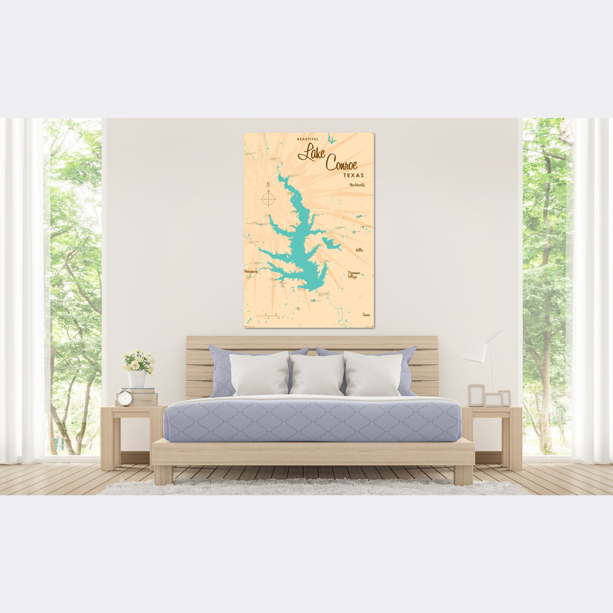 Lake Conroe Texas, Metal Sign Map Art – Lakebound®