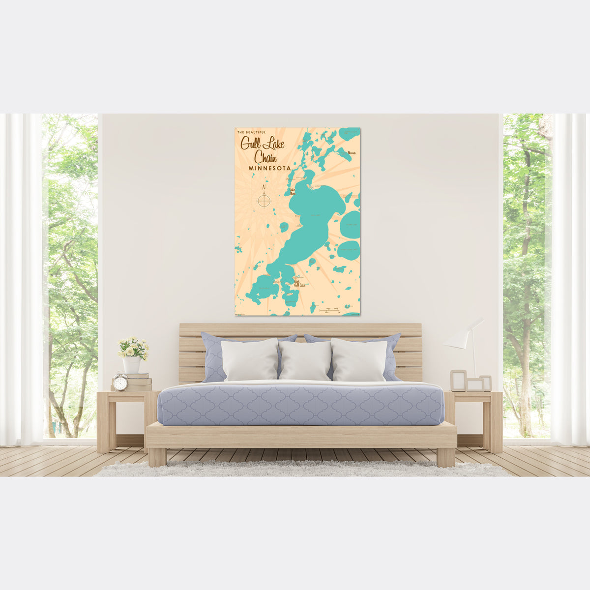 Gull Lake Chain Minnesota, Metal Sign Map Art – Lakebound®