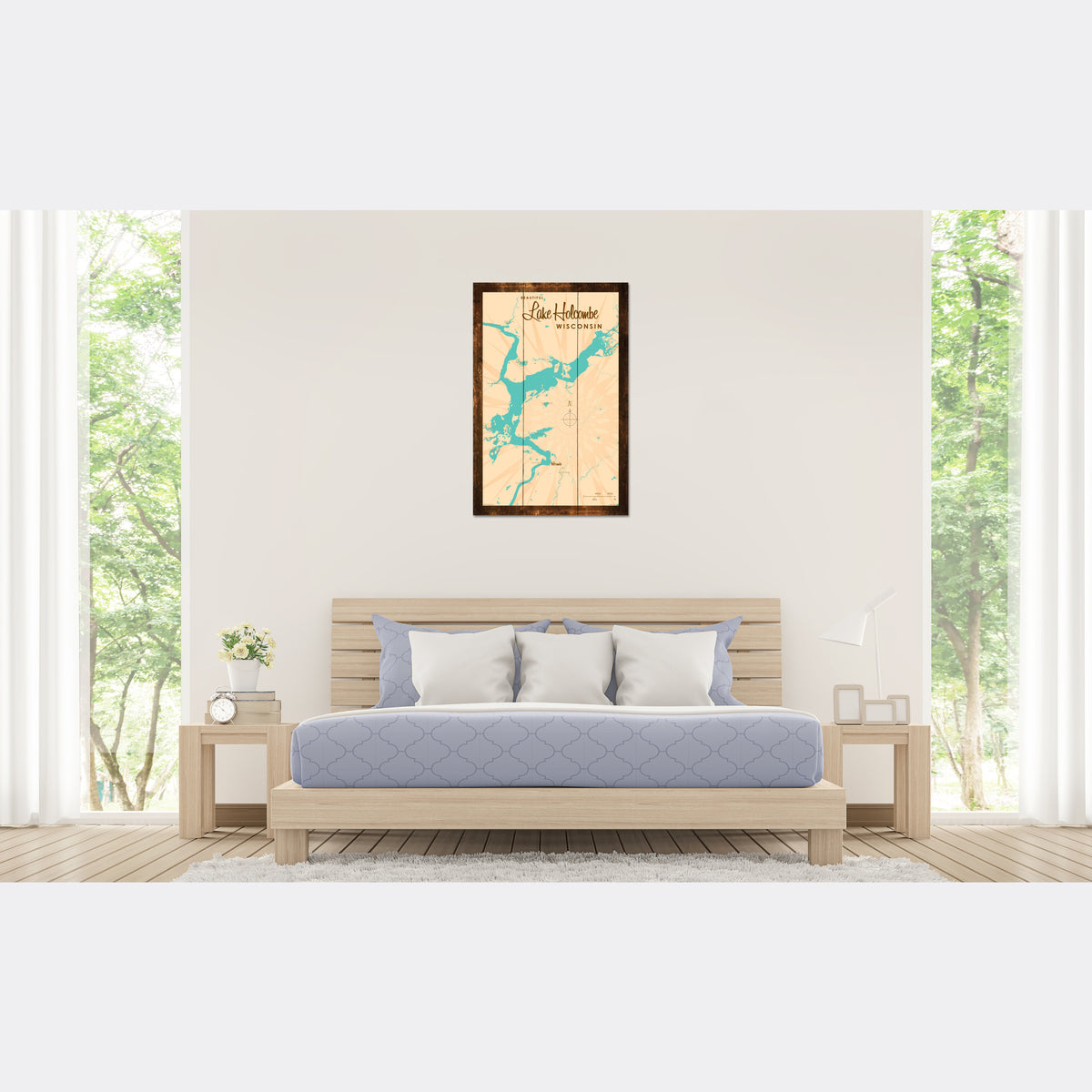 Lake Holcombe Wisconsin, Rustic Wood Sign Map Art – Lakebound®