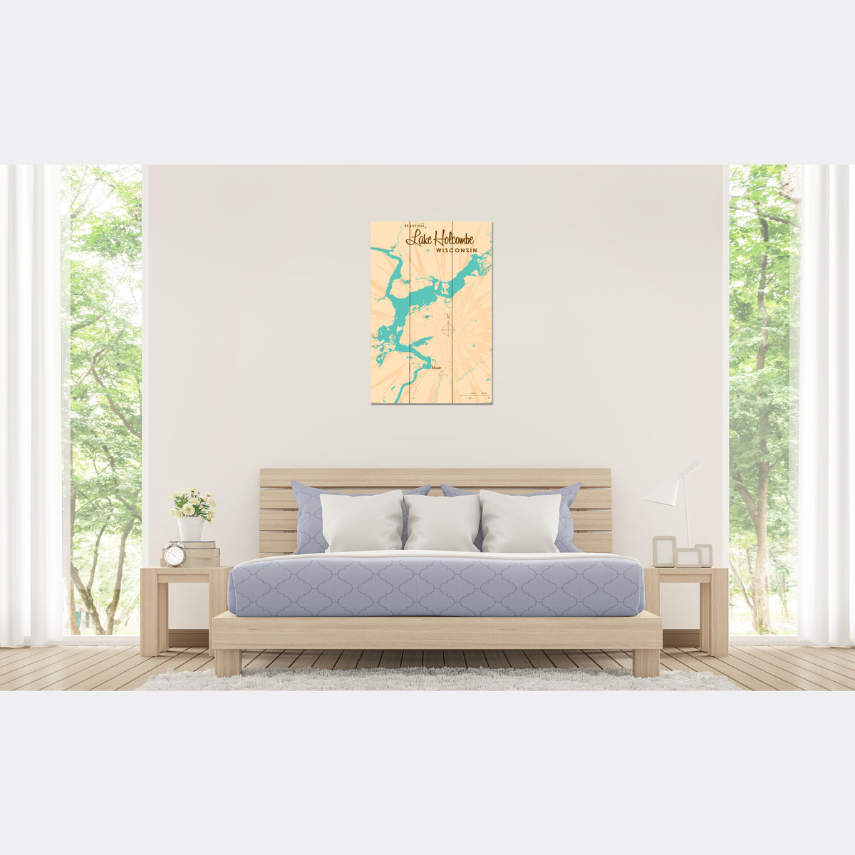 Lake Holcombe Wisconsin, Wood Sign Map Art – Lakebound®