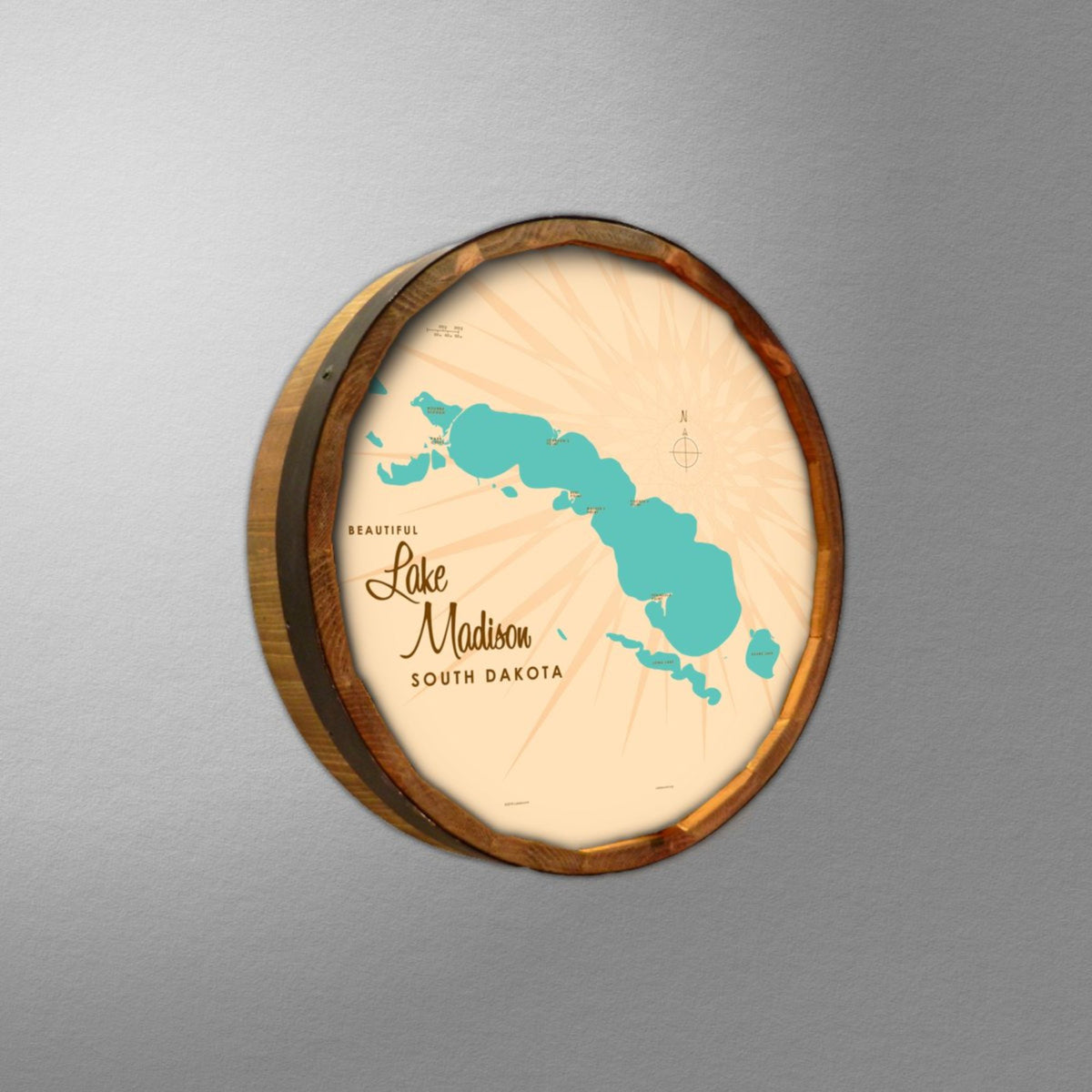 Lake Madison South Dakota, Barrel End Map Art – Lakebound®