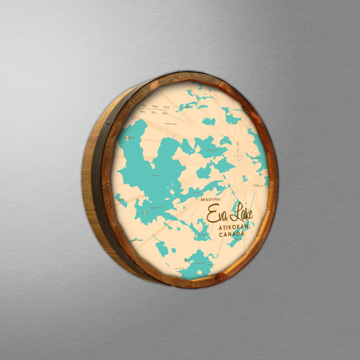 Eva Lake Ontario, Barrel End Map Art – Lakebound®