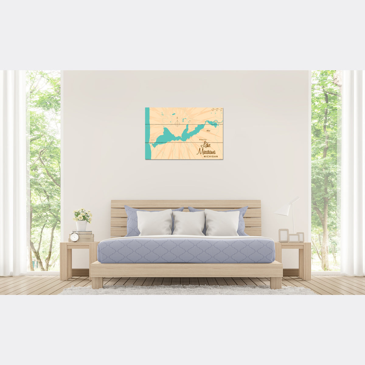 Lake Macatawa Michigan, Lake Map Wood Sign – Lakebound®