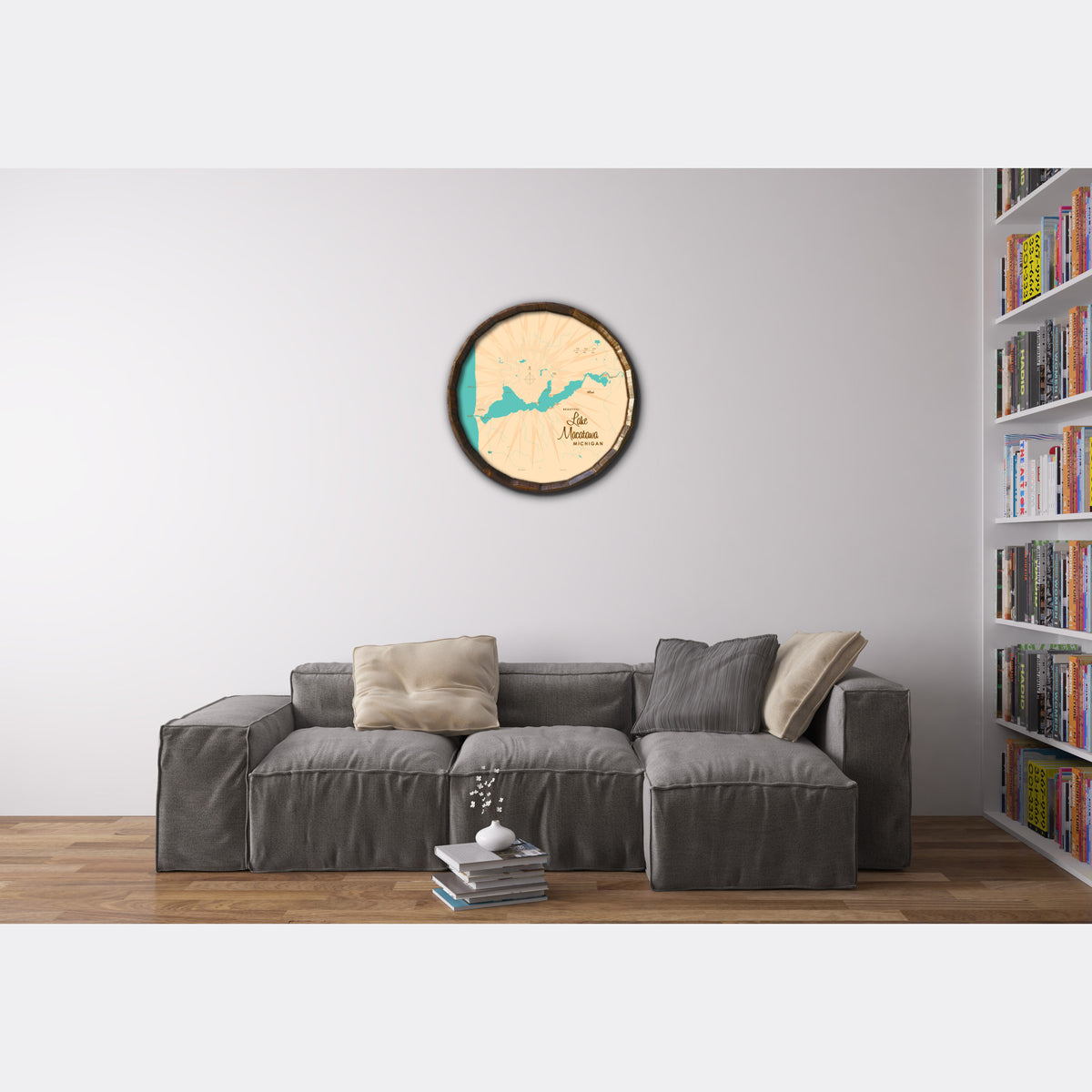 Lake Macatawa Michigan, Barrel End Map Art – Lakebound®