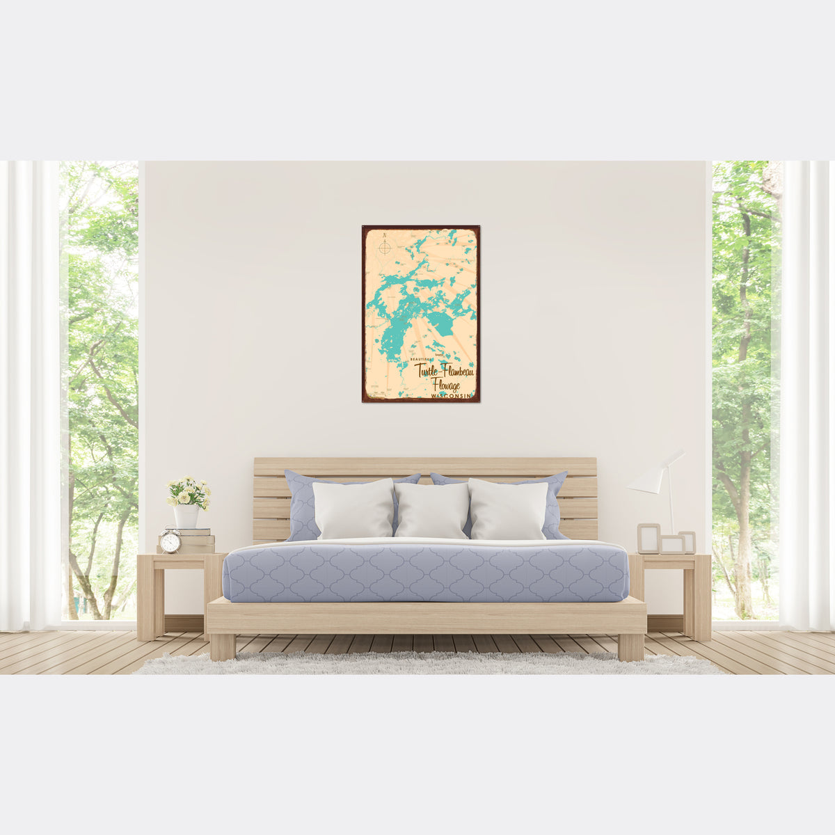 Turtle-Flambeau Flowage Wisconsin, Rustic Metal Sign Map Art – Lakebound®