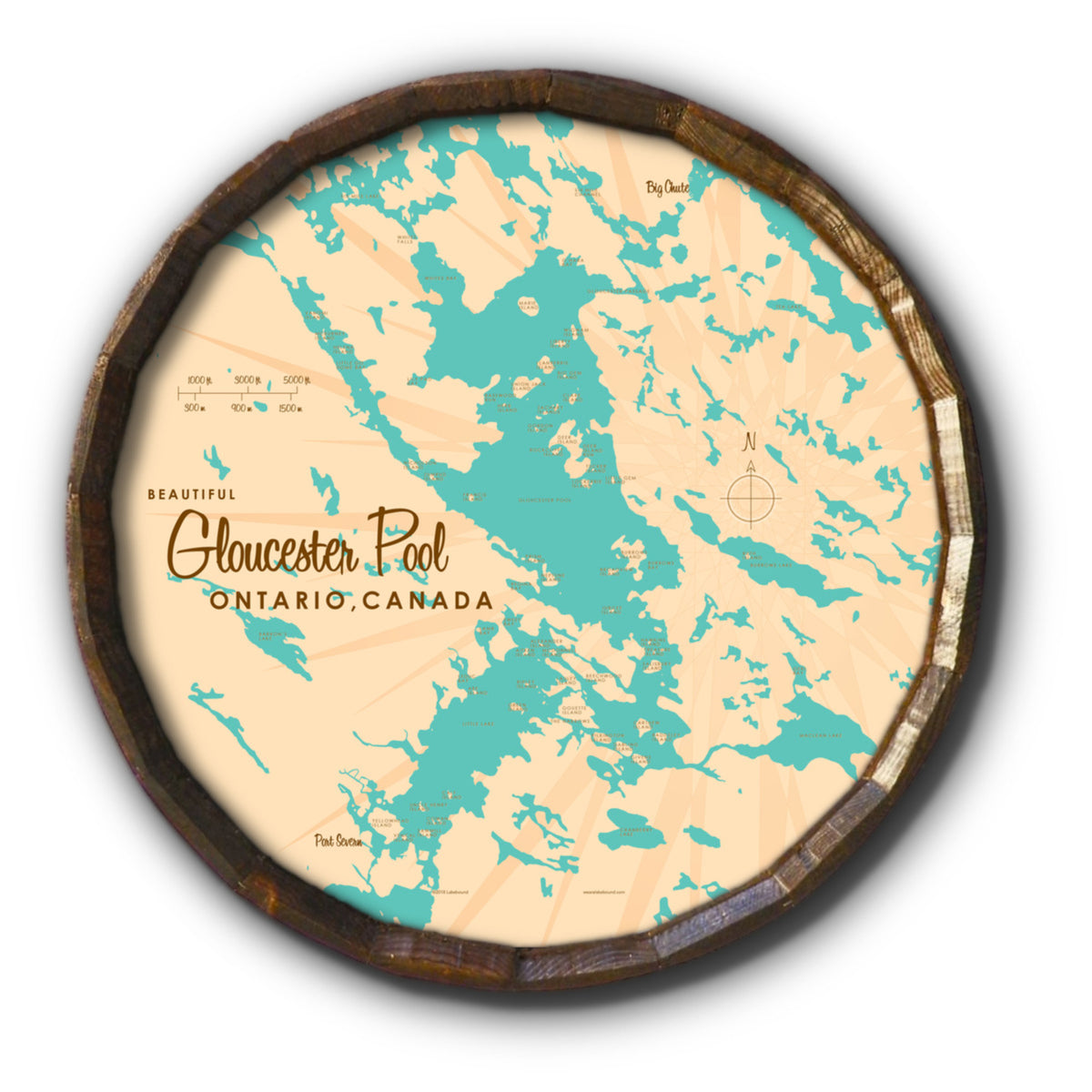 Gloucester Pool Ontario Canada, Barrel End Map Art – Lakebound®