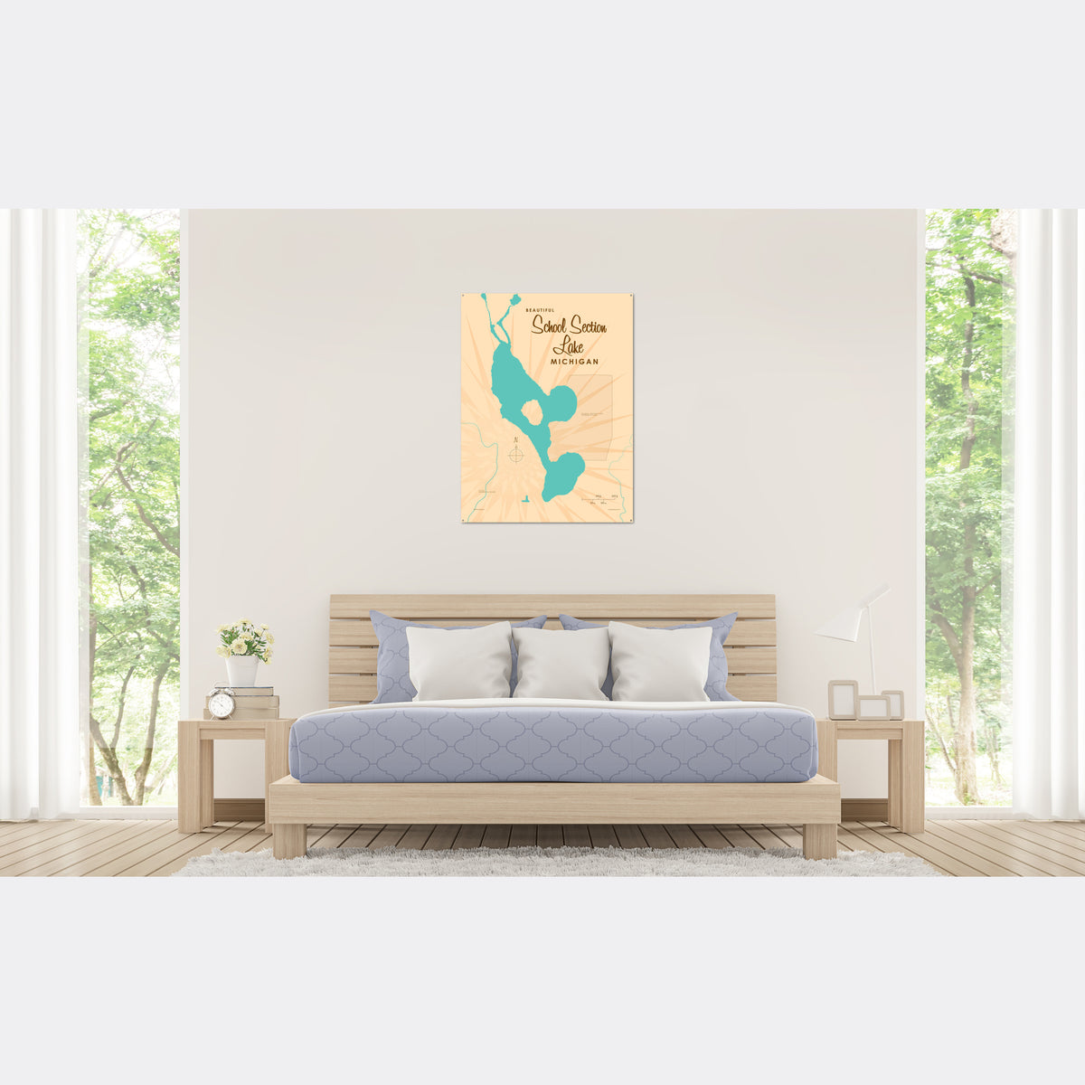 School Section Lake Michigan, Metal Sign Map Art – Lakebound®