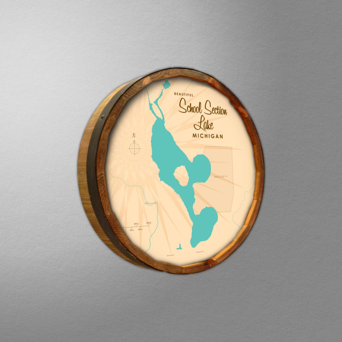 School Section Lake Michigan, Barrel End Map Art – Lakebound®
