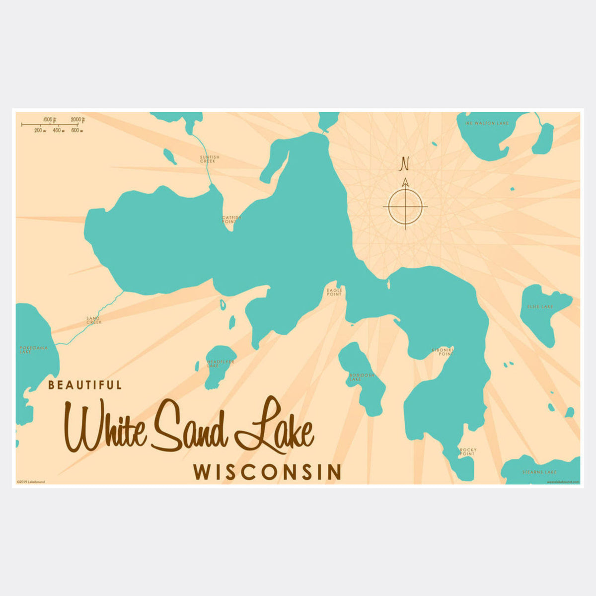 White Sand Lake Wisconsin, Paper Print – Lakebound®