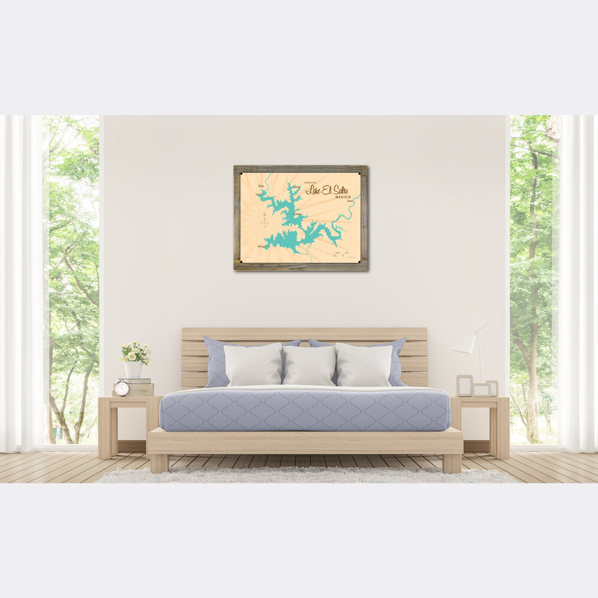 Lake El Salto Mexico, Wood-Mounted Metal Sign Map Art – Lakebound®