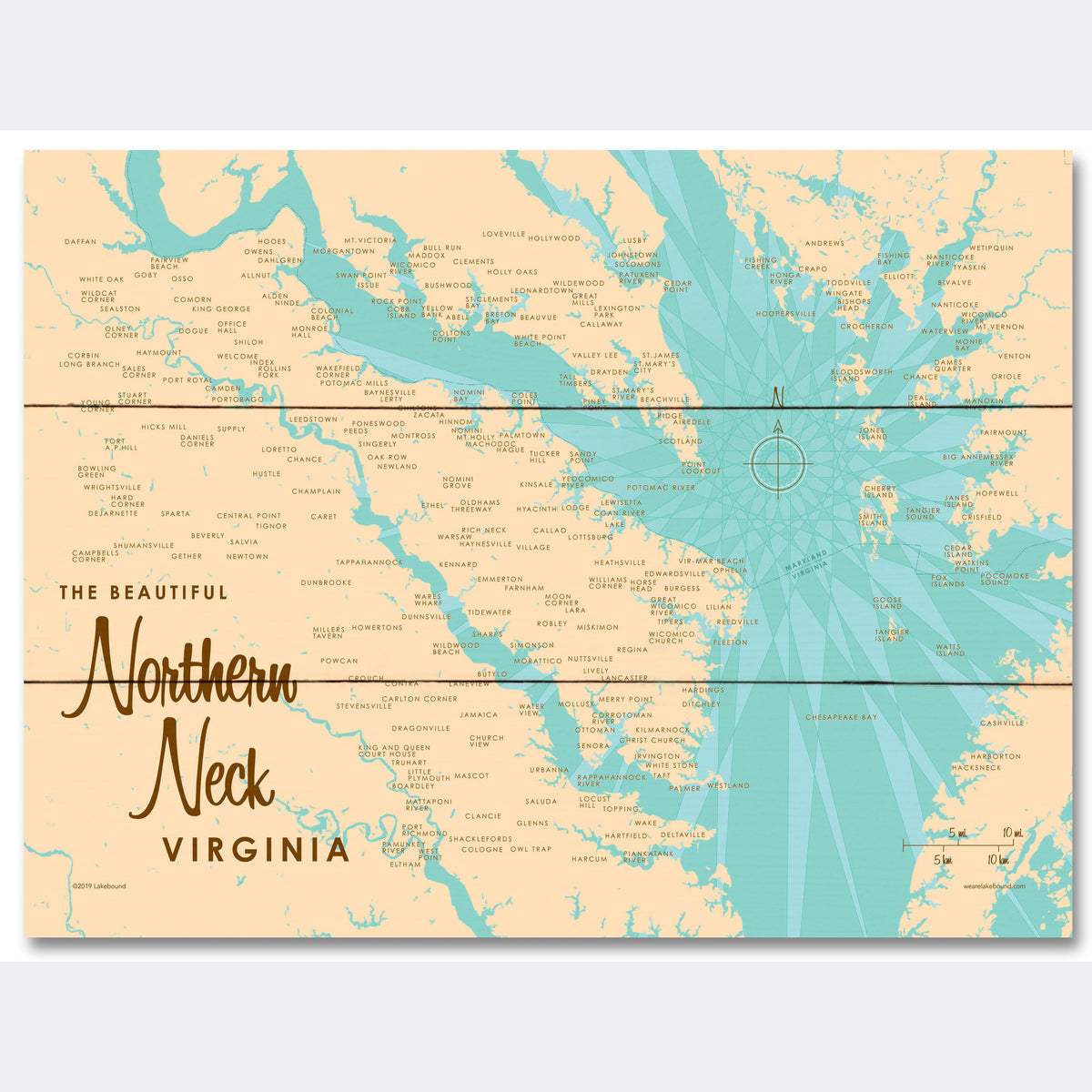 Northern Neck Virginia, Lake Map Wood Sign – Lakebound®