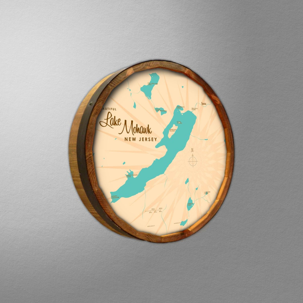 Lake Mohawk New Jersey, Barrel End Map Art – Lakebound®