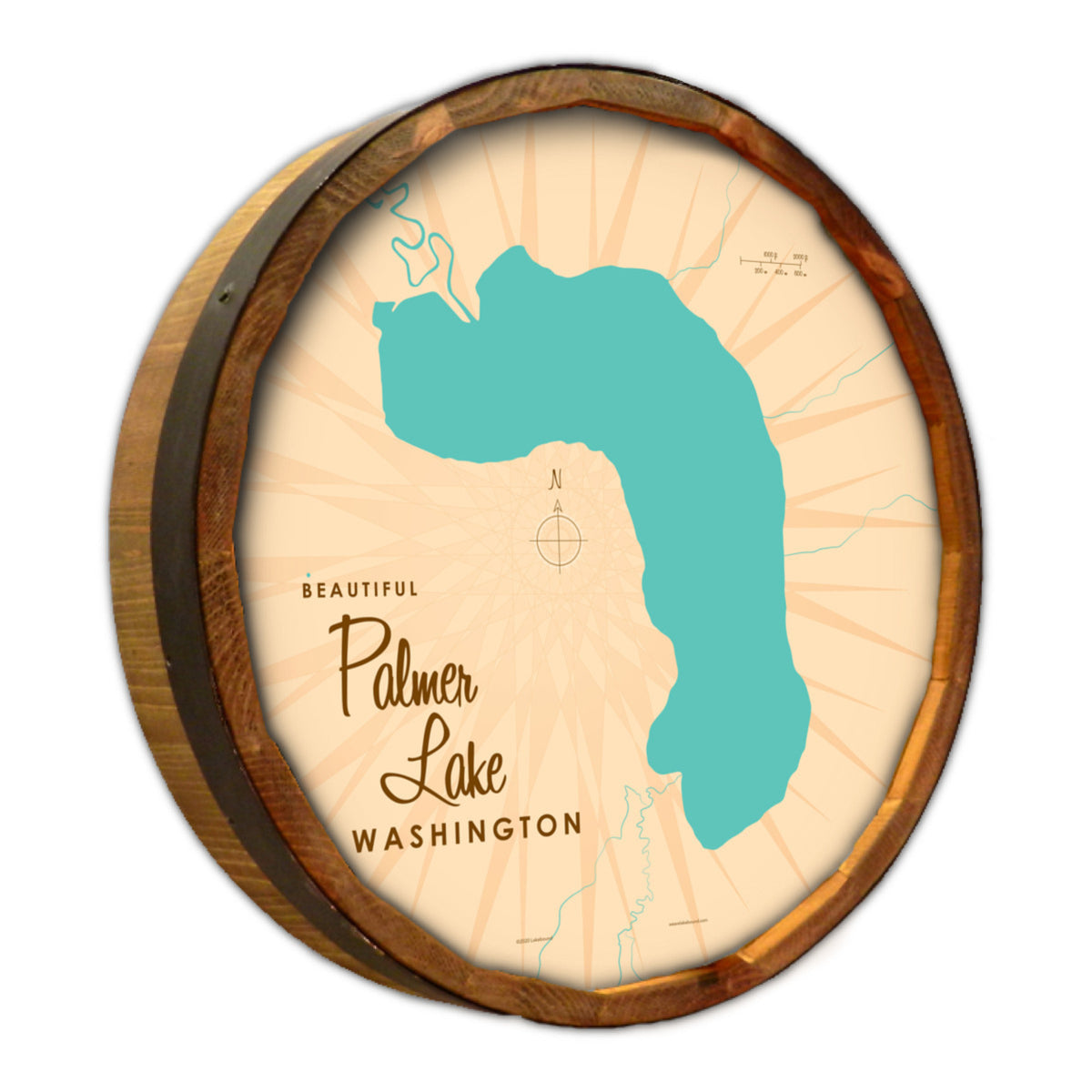 Palmer Lake Washington, Barrel End Map Art – Lakebound®
