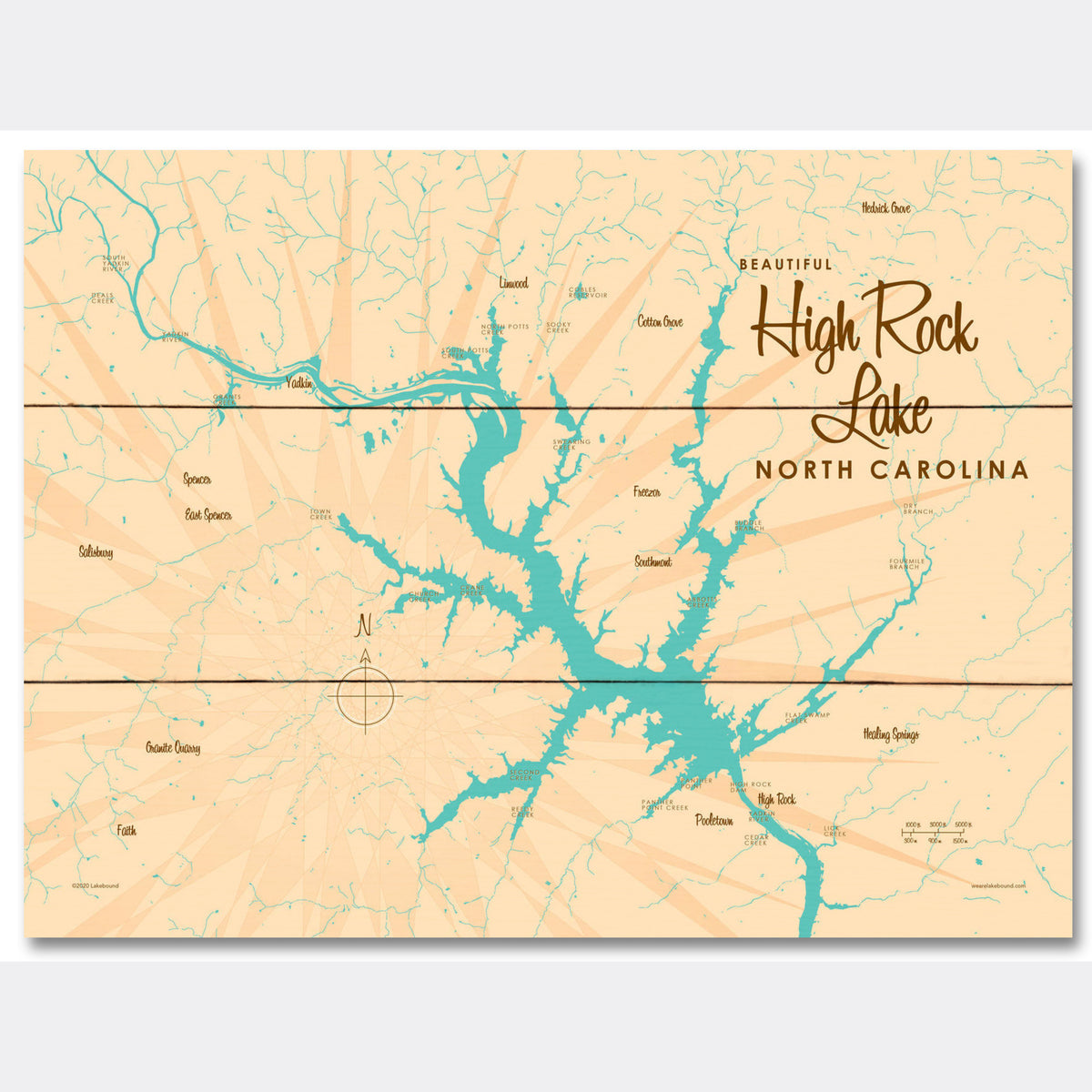 High Rock Lake North Carolina, Wood Sign Map Art – Lakebound®