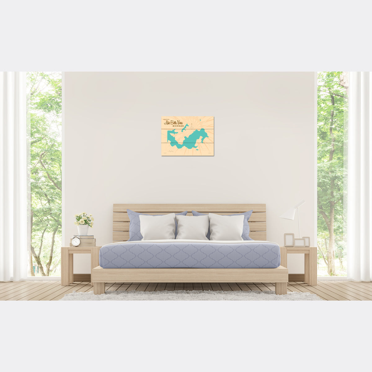 Lake Bella Vista Michigan, Wood Sign Map Art – Lakebound®