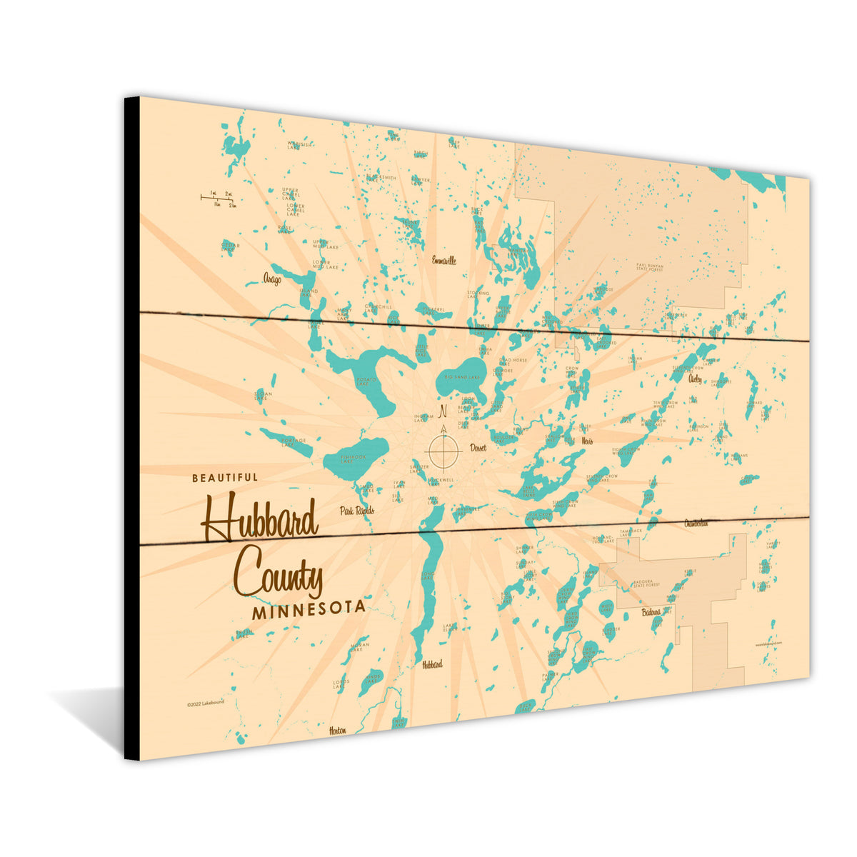 Hubbard County Minnesota, Wood Sign Map Art – Lakebound®