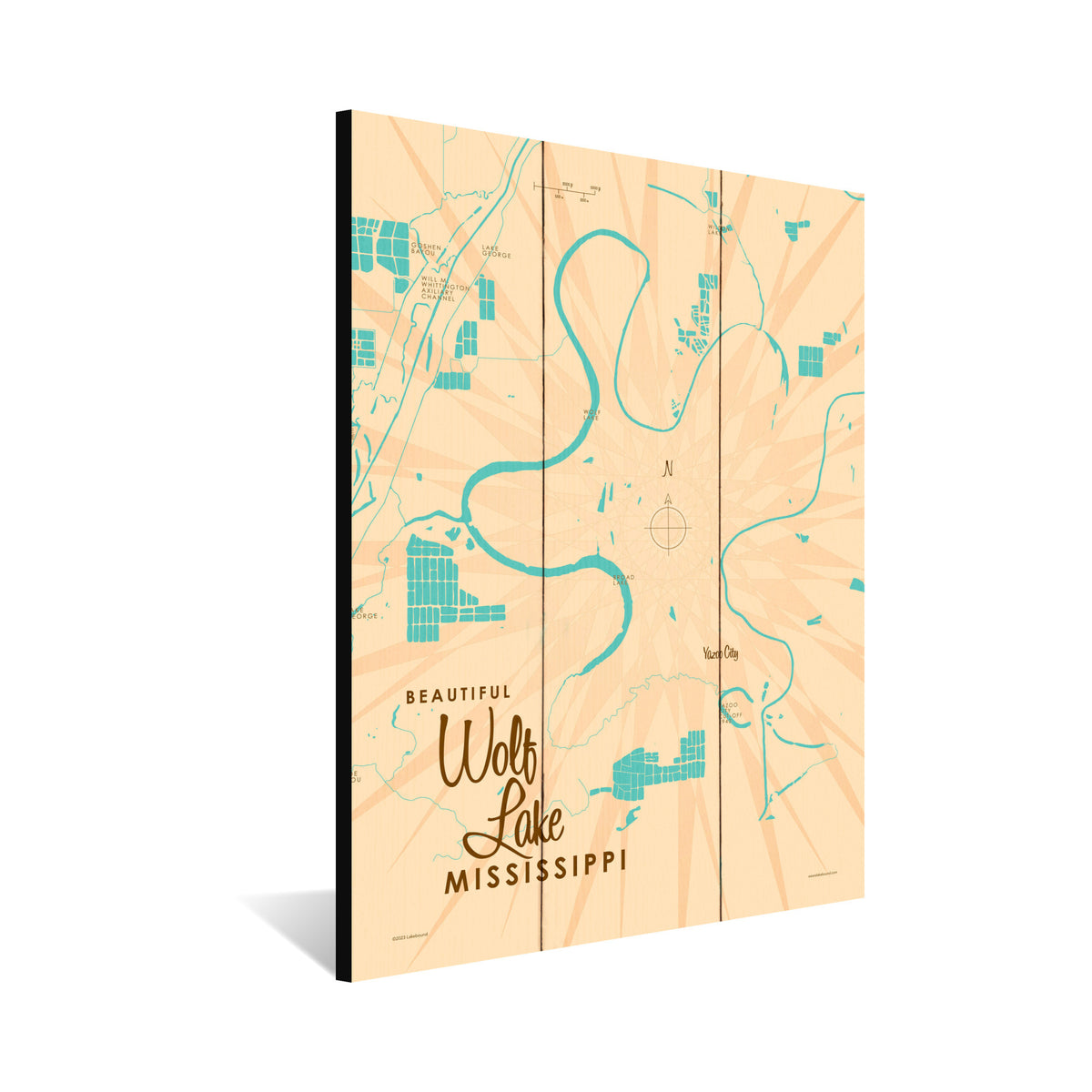 Wolf Lake Mississippi, Wood Sign Map Art – Lakebound®